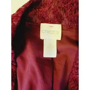 Chico's | Jackets & Coats | Chicos 2 Burgundy Faux Suede And Lace Hook ...